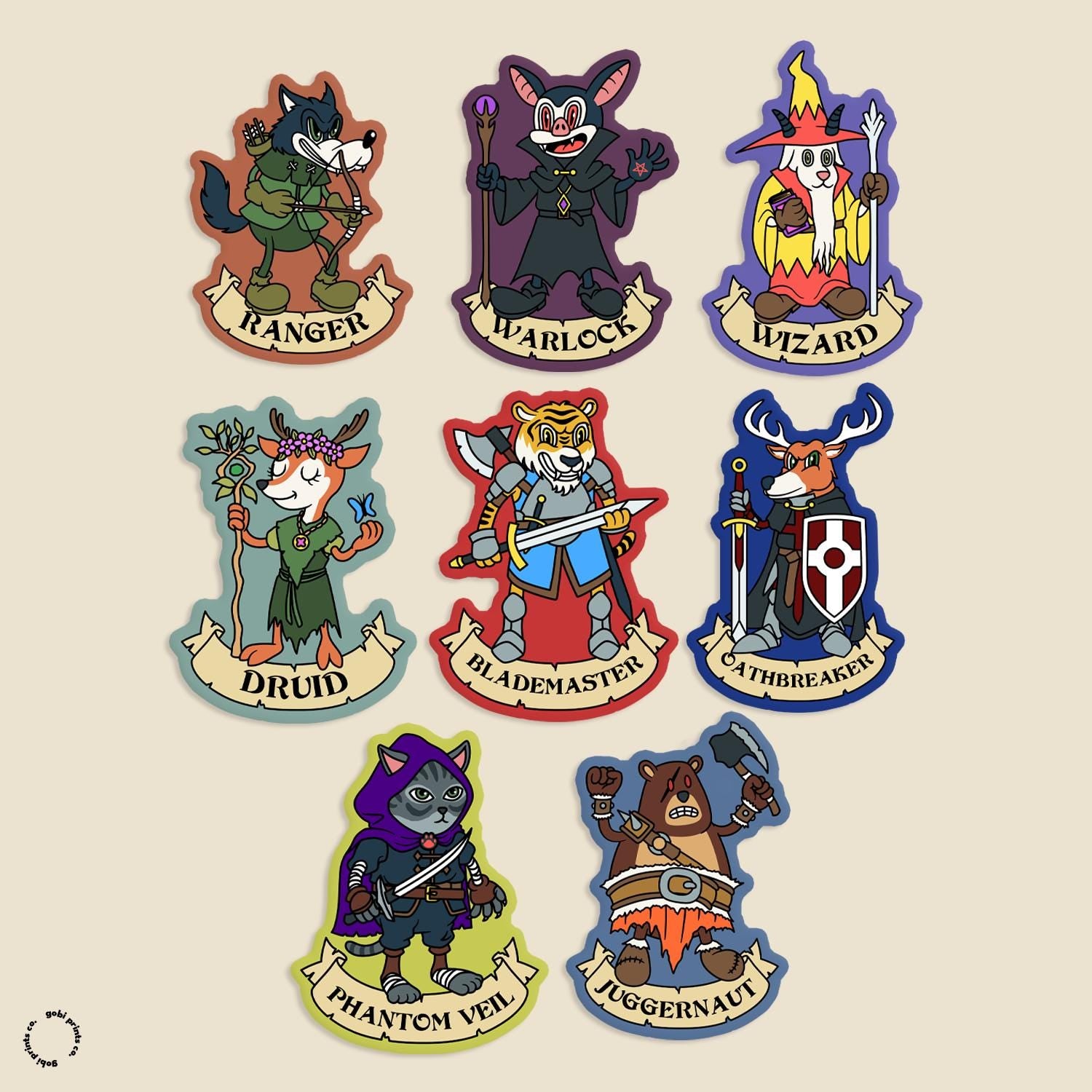 DND Classes + NPCs Vinyl Stickers - Part 2 – Gobi Prints Co.